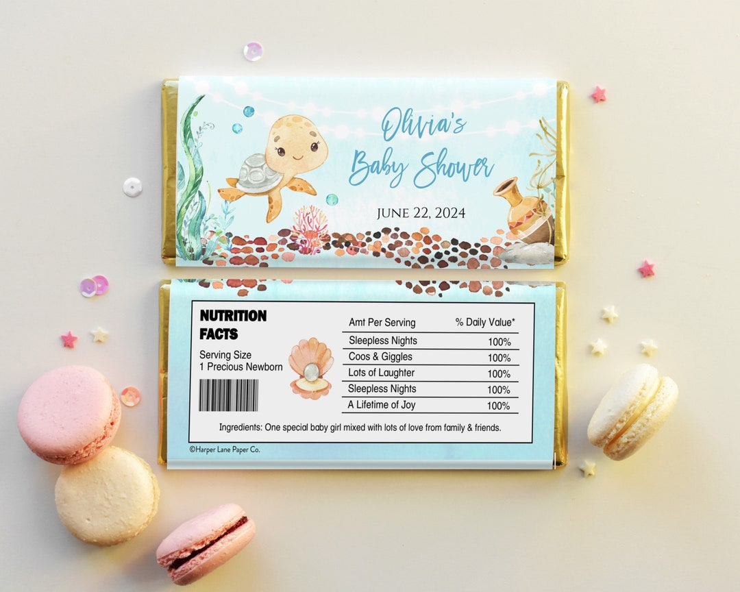 Boy Sea Turtle Baby Shower Candy Wrapper, Under the Sea, Candy Bar ...