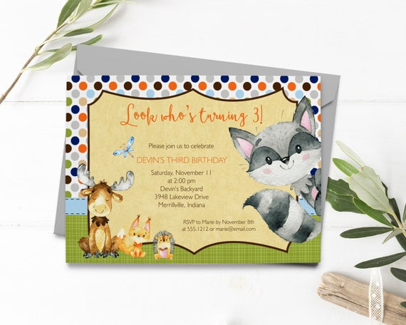 Woodlands Birthday Invitation, Woodland Animals, Birthday Party ...