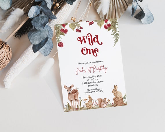 Woodland Animals Birthday Invitation, Birthday Template, Forest Friends ...