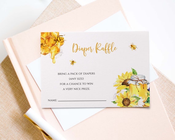 Honey Bees Raffle Cards, Diaper Raffle Tickets Template, Bees, Editable ...