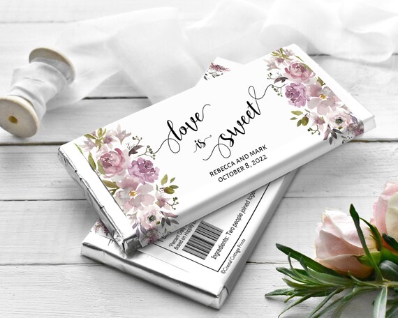 Mauve Roses Wedding Candy Wrapper, Dusty Pink, Candy Bar Wrapper ...