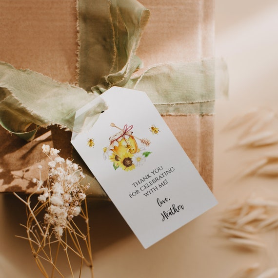 Honey Bees Gift Tags, Par-tea Favor Tag Template, Hang Tag File ...