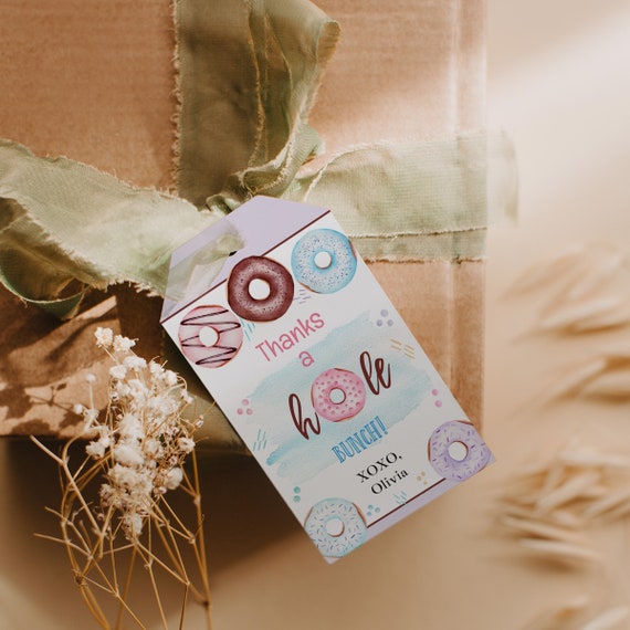 Donut Gift Tags, Favor Tag Template, Hang Tag File, Doughnut Party ...
