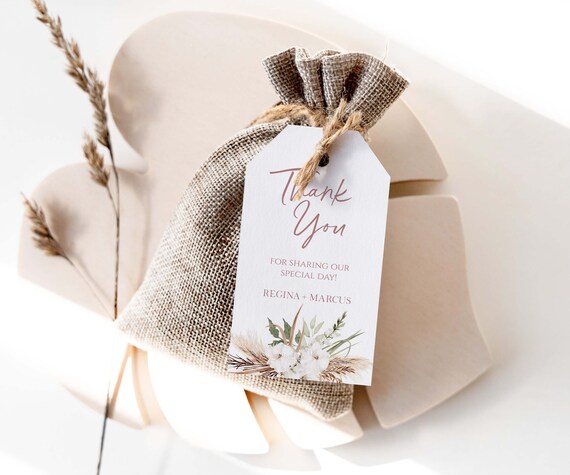 Elegant Boho Gift Tags, Favor Hang Tag Template, White Floral, Editable ...