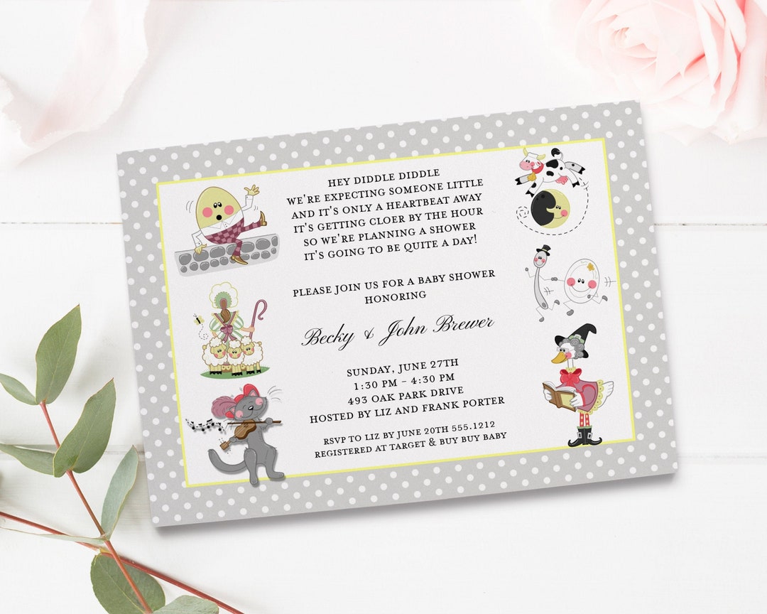 Invitación de baby shower de rimas infantiles plantilla de - Etsy México