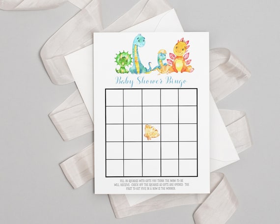 Boy Dinosaur Bingo Game, Baby Shower Games Template, Baby Shower ...