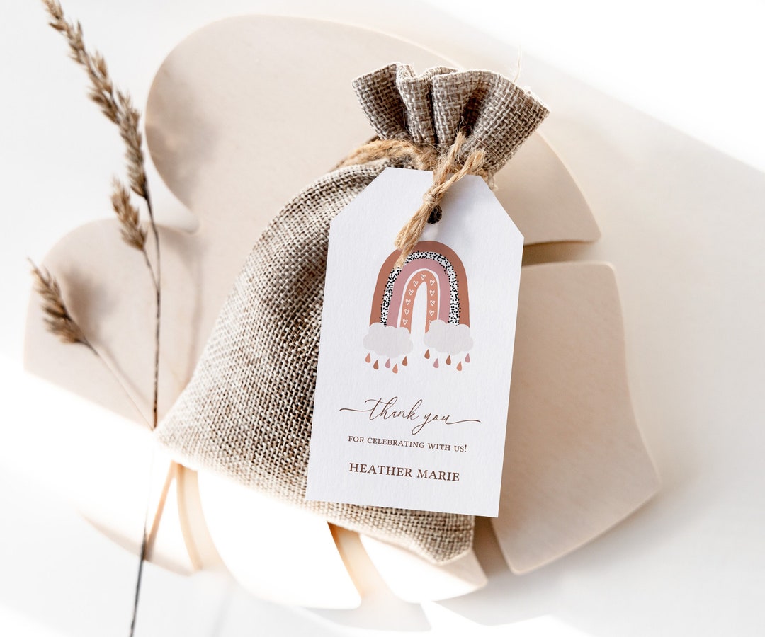 Rainbow Gift Tags, Favor Tag Template, Boho Rainbow Hang Tag File ...