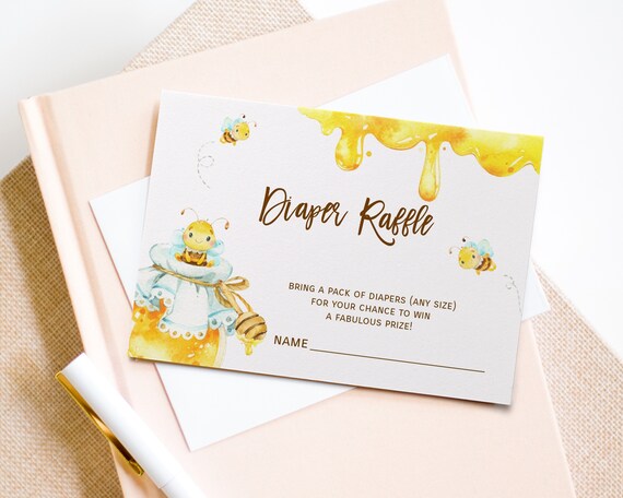 Bees Diaper Raffle Cards, Bumble Bees Diaper Raffle TIckets ...