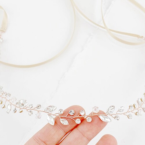 Rose Gold Forehead Piece Bridal Headpiece Wedding Hair - Etsy