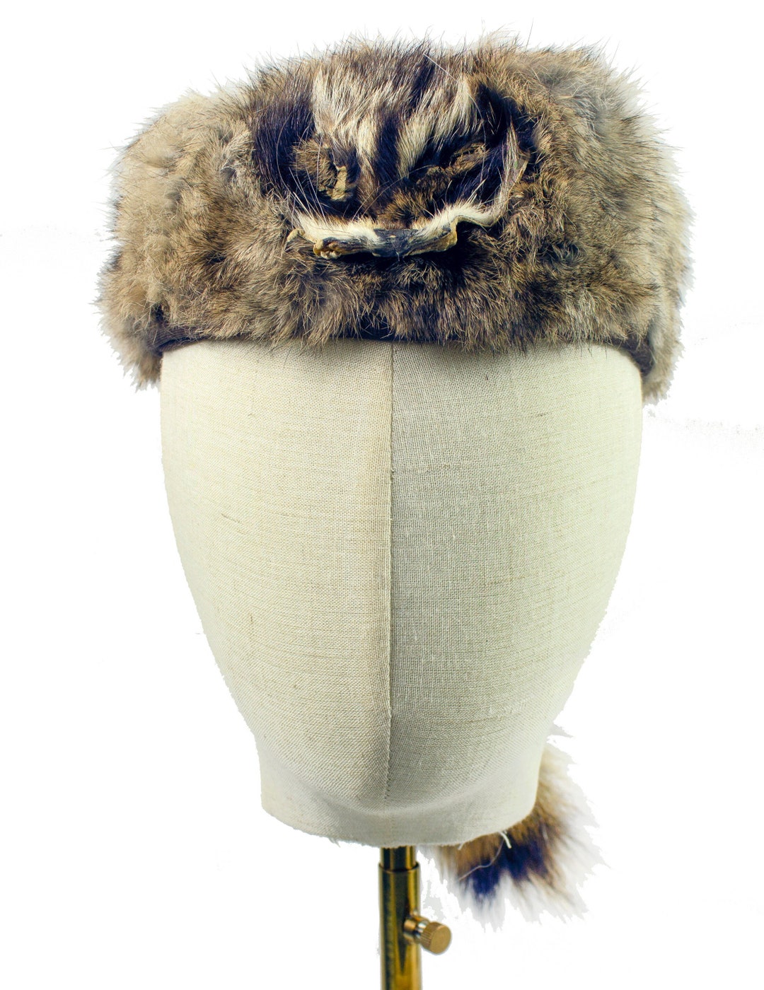 Vintage Badger Skin Cap With Head & Tail - Etsy