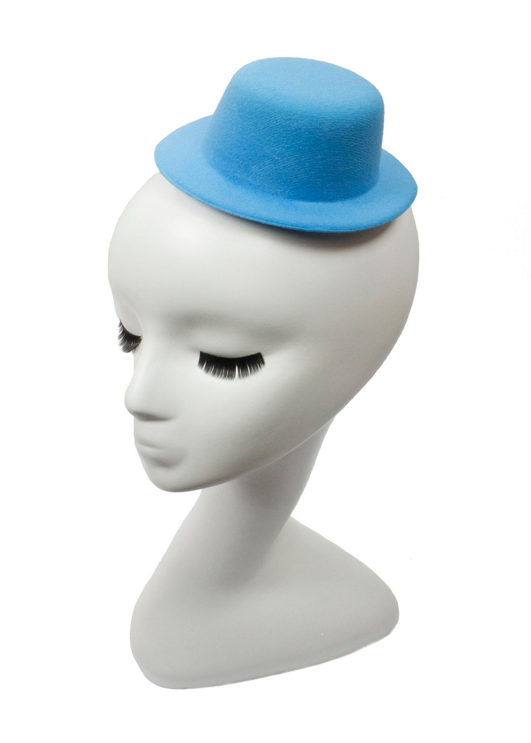 Mini Top Hat Fascinator Base - 5" Diameter With Hair Clips - Aqua Blue ...