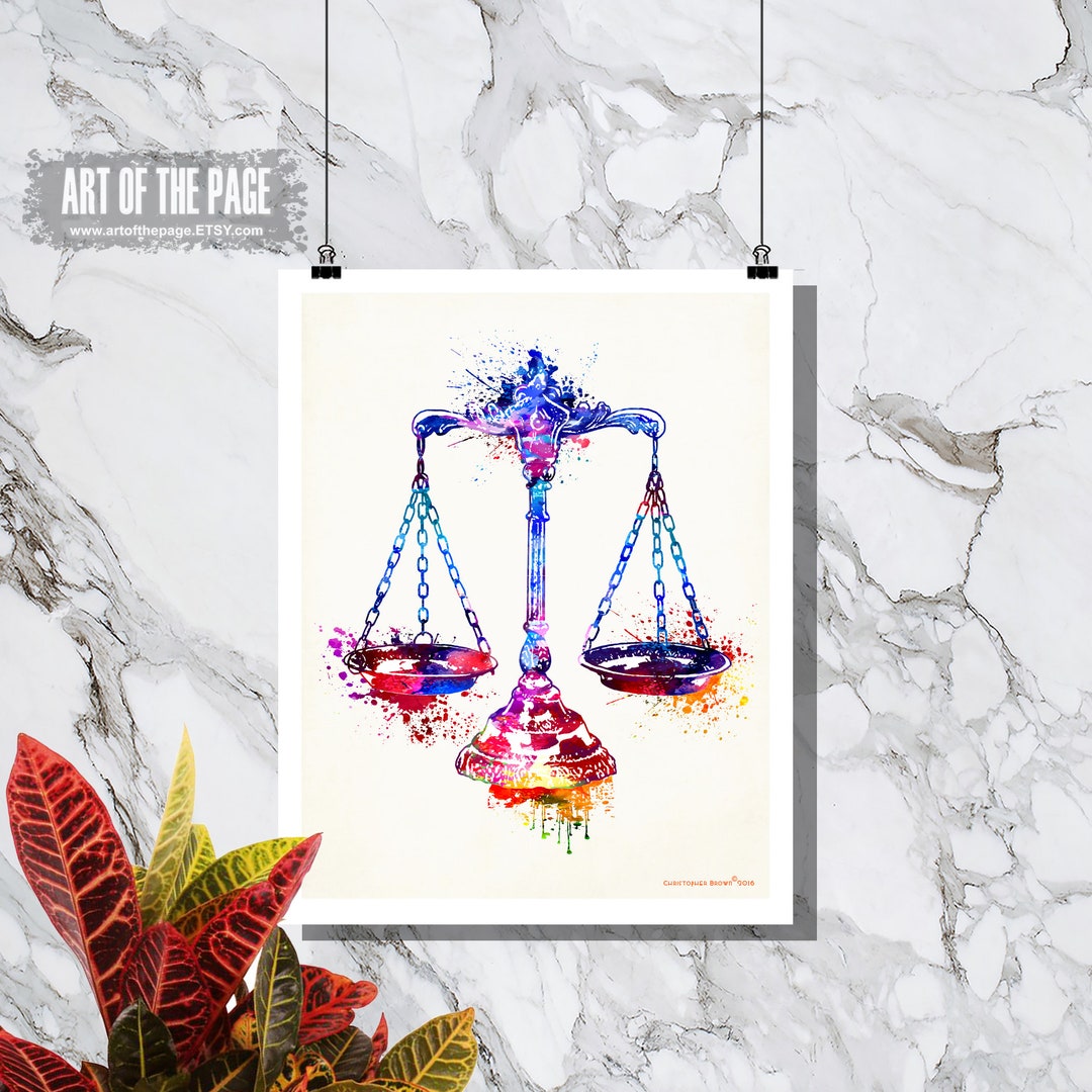 Lawyer Print, watercolor Scales of Justice, 11x14, Lawyer Gift, Scales ...