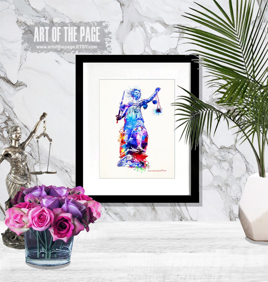 Lawyer Print, watercolor Lady Justice, 8.5x11, Lawyer Gift, Lady ...