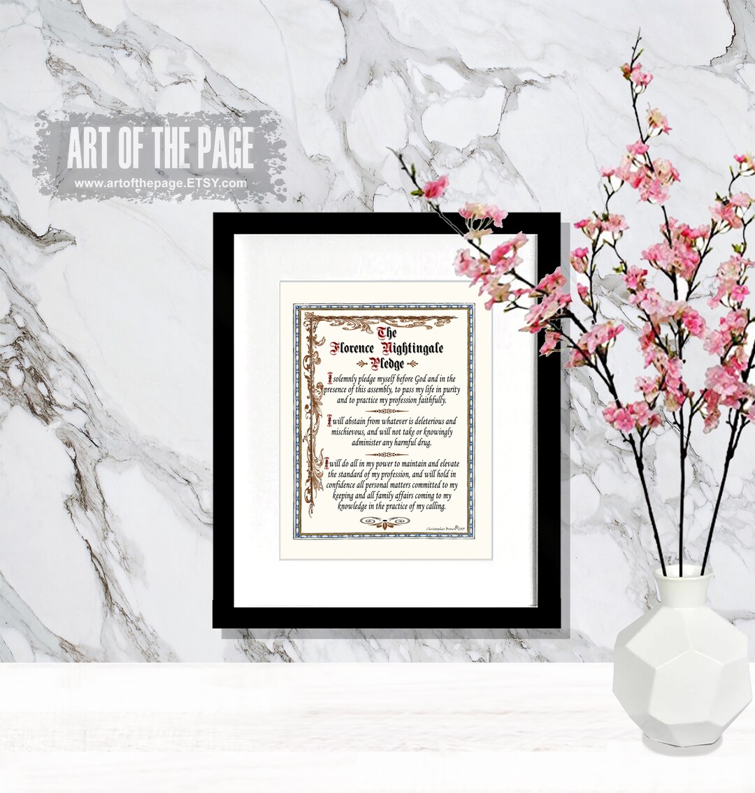 Florence Nightingale Pledge Print: Nurse Gift, Medical Art Decor (8.5 ...