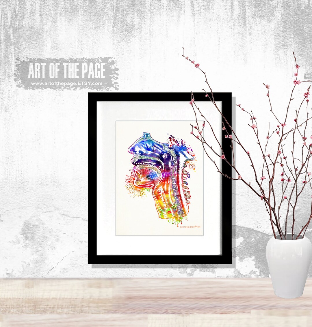 Anatomy Print - "watercolor Throat Anatomy", Doctor of Otolaryngologist ...