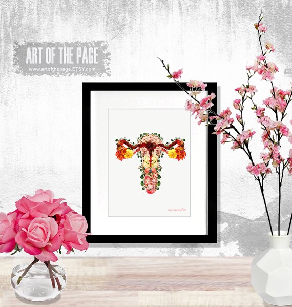Anatomy Medical print Flower Uterus Baby | Etsy