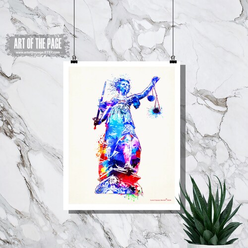 Lawyer Print watercolor Lady Justice - Etsy