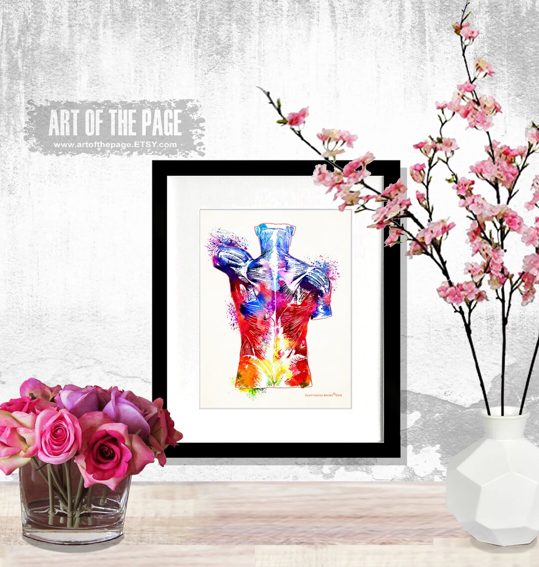 Watercolor Back Anatomy Art Print: Physical Therapist Gift (8.5" X 11 ...