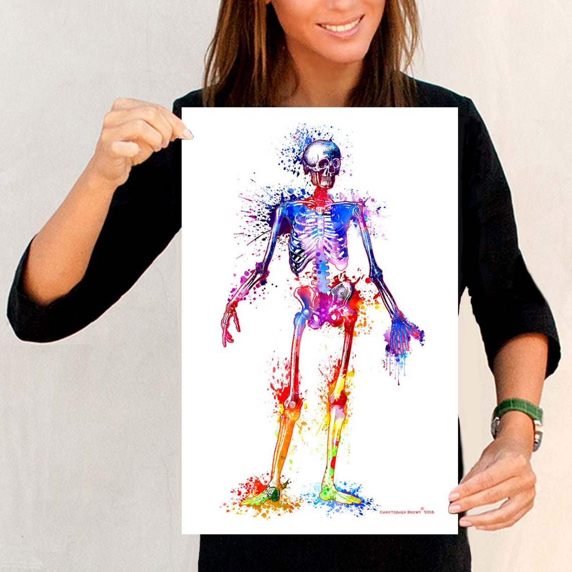 Human Anatomy Watercolor Skeleton 11 x | Etsy