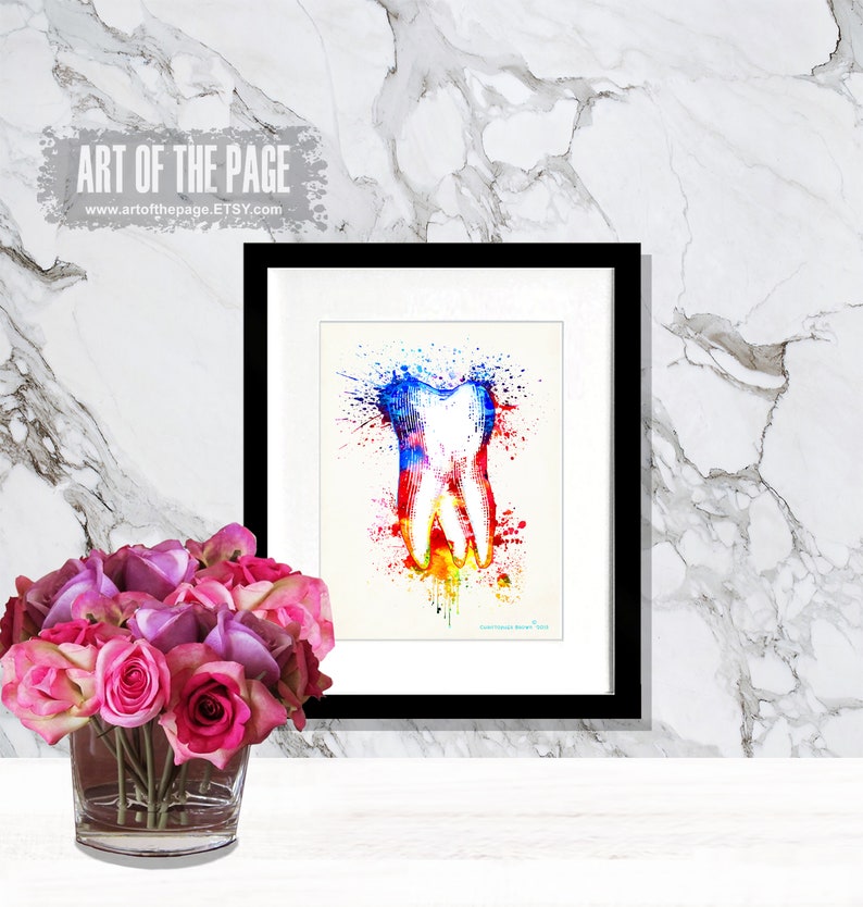 Dentist Gift watercolor Tooth 8.5x11 - Etsy