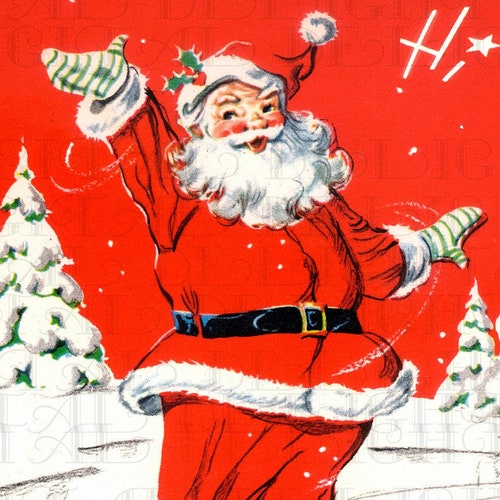 Vintage Retro Santa Claus Christmas Card Digital Download - Etsy