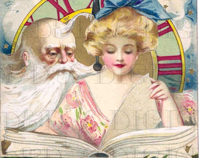 Stunning Father Time With New Year Book Vintage Digital New - Etsy