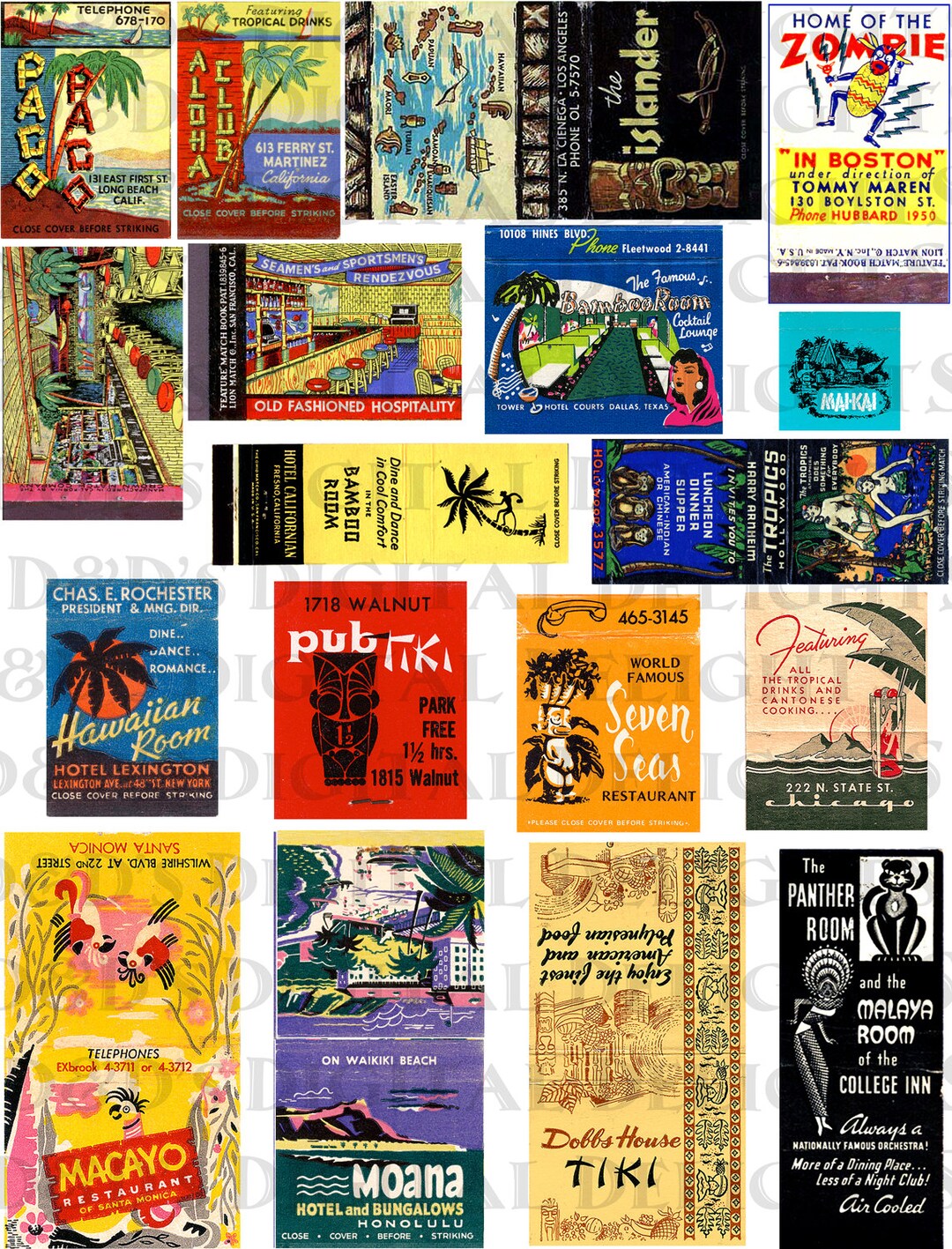 Classic Night Club MATCHBOOKS. Digital Matchbooks CLIP Art! VINTAGE ...