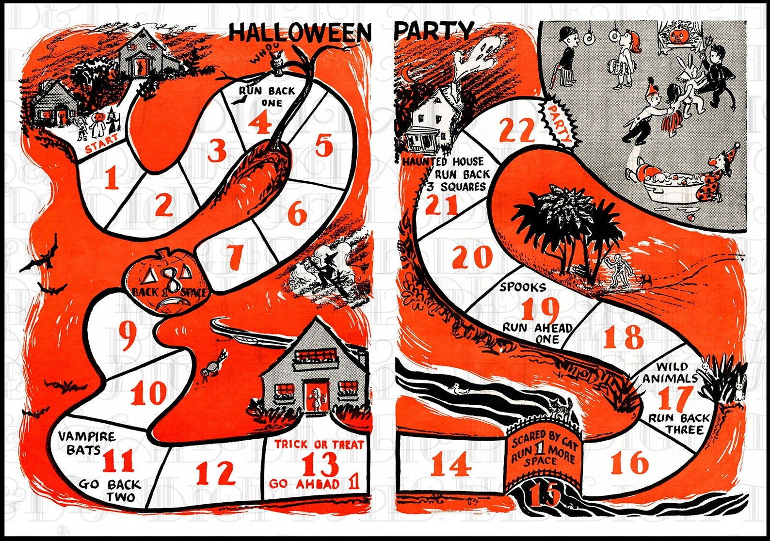 Vintage HALLOWEEN Party Game Vintage Halloween Illustration. - Etsy