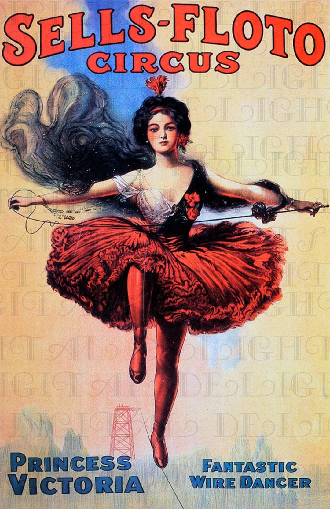 Beautiful TIGHT Rope Artist! Vintage Circus Illustration. Vintage ...