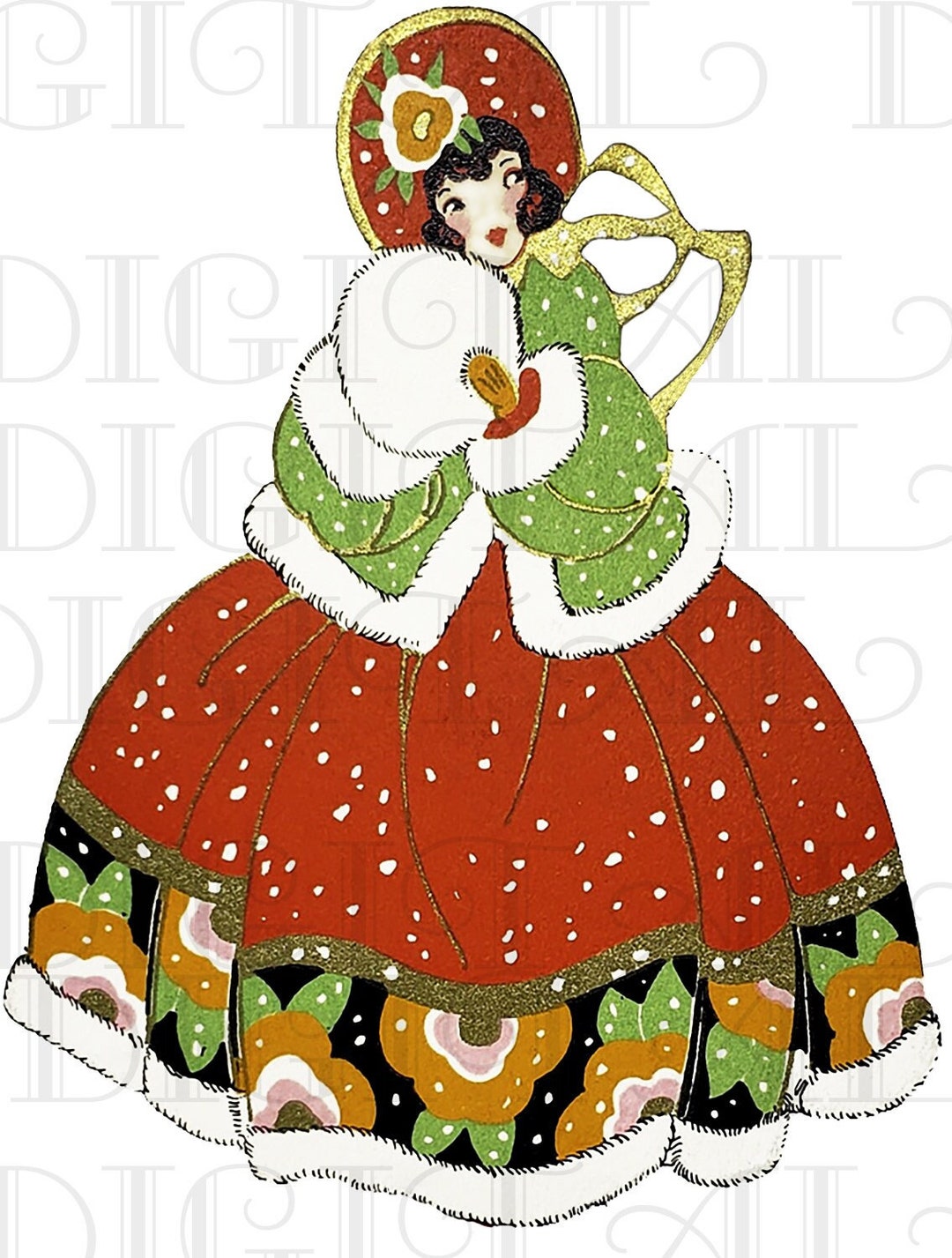 Gorgeous Art DECO Christmas Flapper. Christmas VINTAGE DIGITAL ...