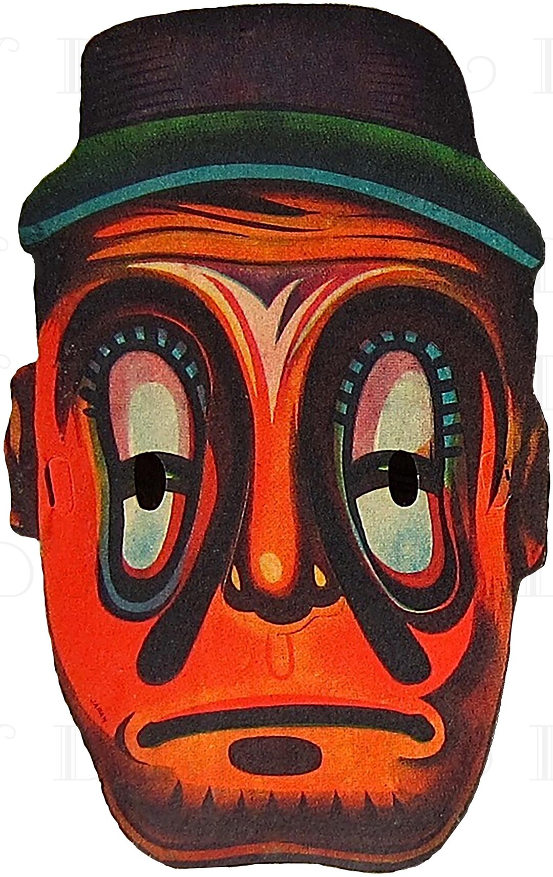 Sad Sack Man Mask Vintage Halloween Diecut: Fun Holiday Art (digital ...