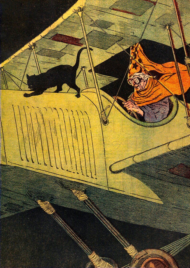 Very RARE Witch Flying Bi-plane Halloween Newspaper - Etsy