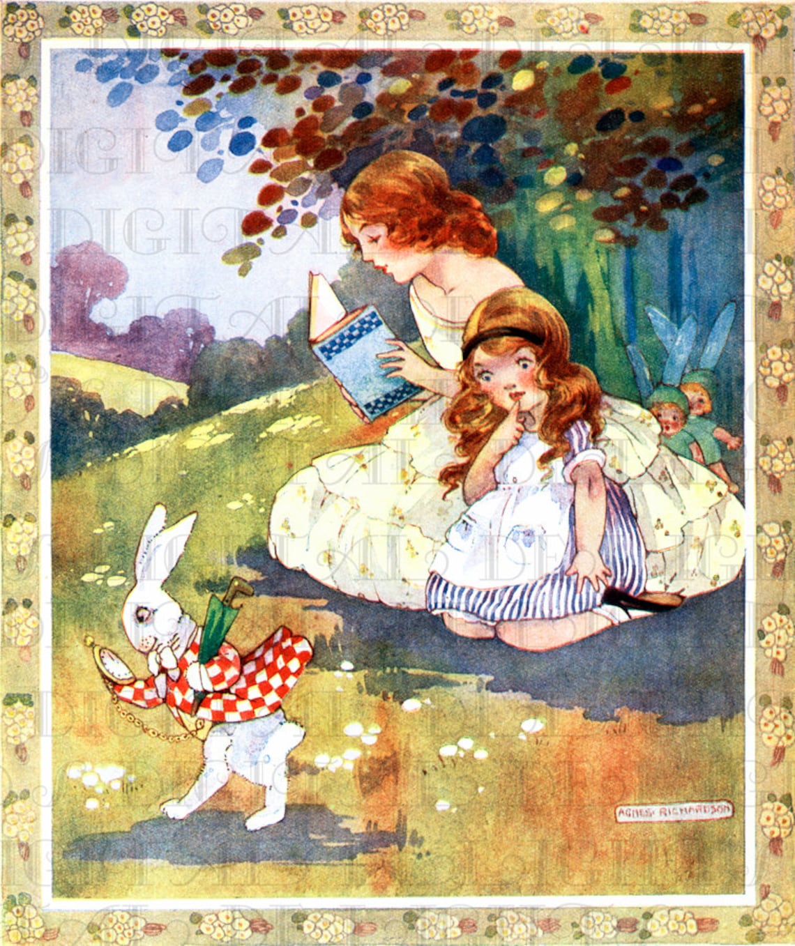 Adorable ALICE Chases WHITE RABBIT. Alice in Wonderland | Etsy