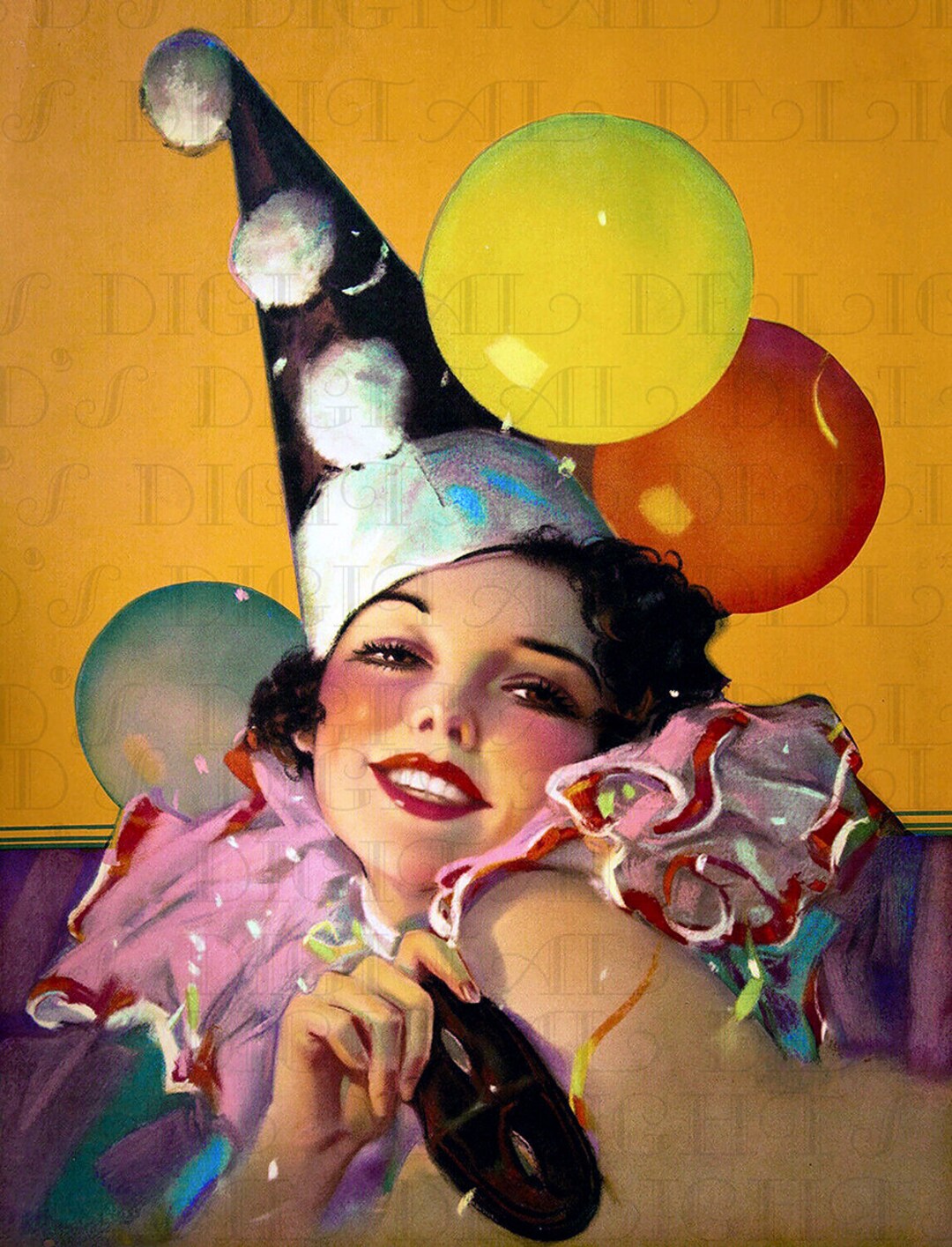Art Deco New Year's Eve Flapper Vintage Digital New Year Flapper Pinup ...