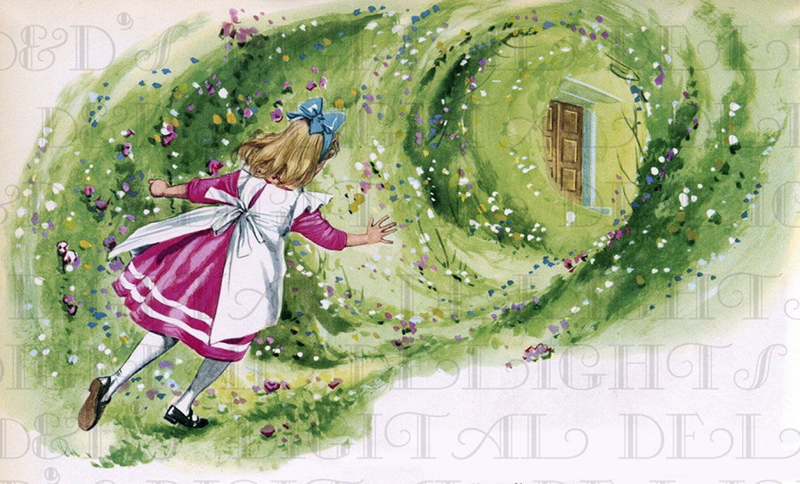 Alice Finds the RABBIT Hole. Alice in Wonderland Digital - Etsy