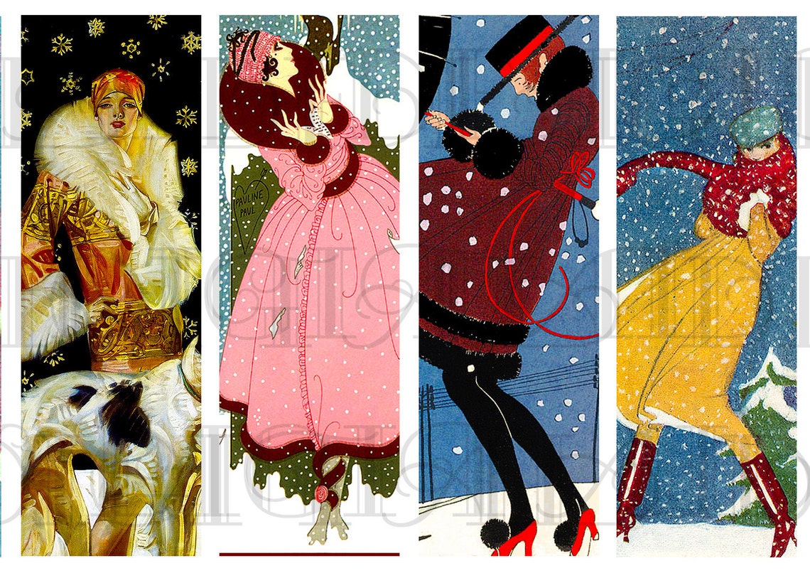 DECO DARLINGS! Winter Flappers Vintage Illustration. Digital Printable ...