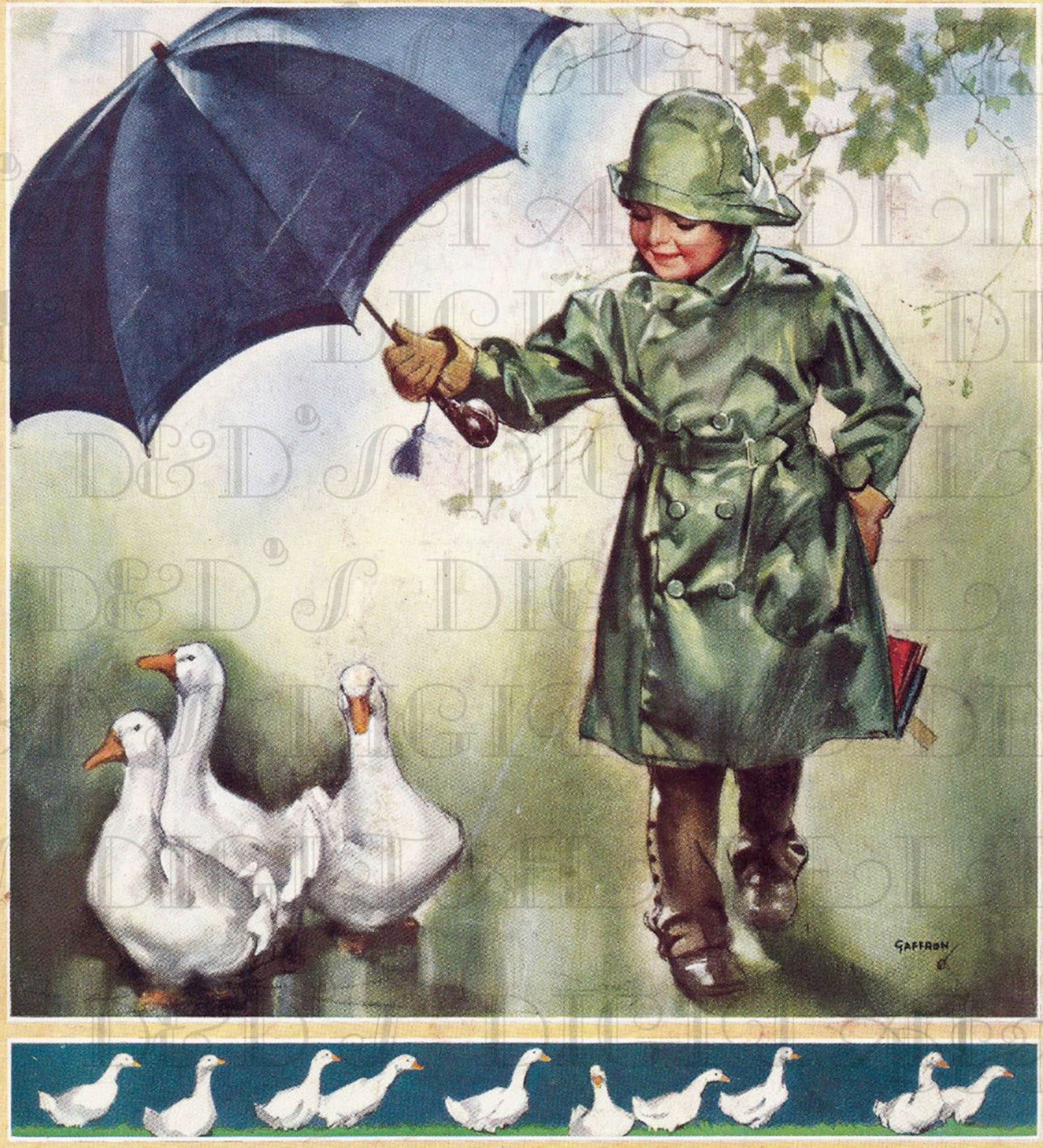 April Rainy Day for DUCKS Vintage Illustration. Digital - Etsy