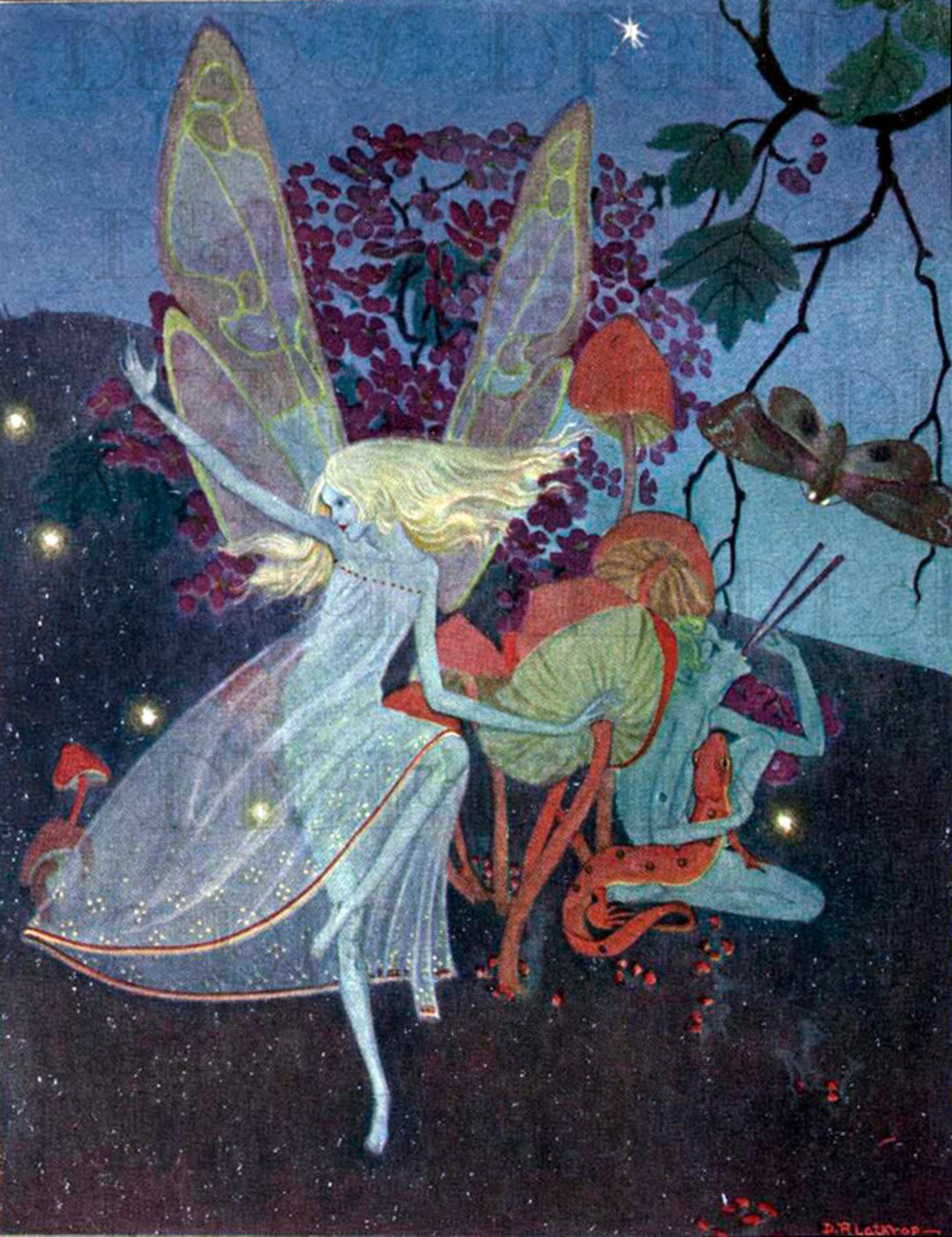Mysterious Ethereal Elfin FAIRY Dances! Vintage Fairy Illustration ...