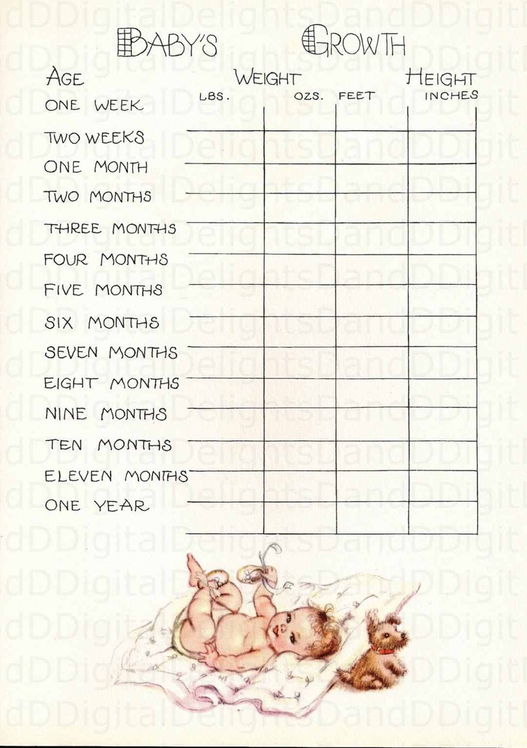 Gorgeous baby's Growth Color Illustration and Text From a Vintage Baby ...