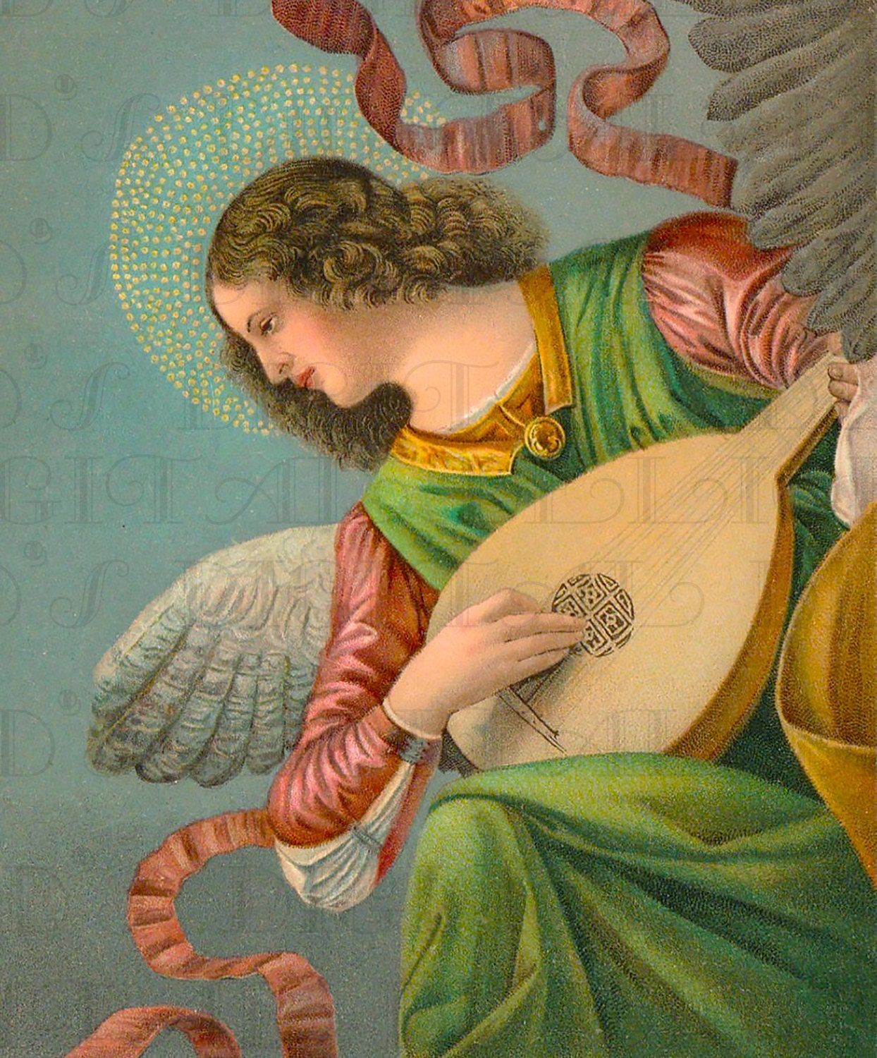 ANGEL and Lute Digital Download. Digital Vintage Angel | Etsy