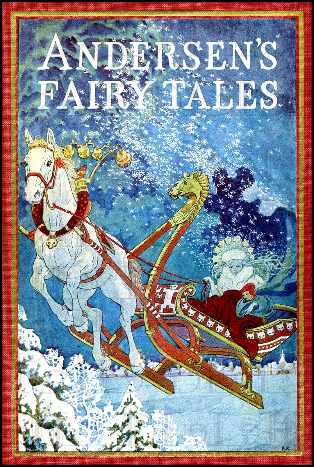 The Snow Queen. Andersen's Fairy Tale Book Cover. Vintage DIGITAL ...