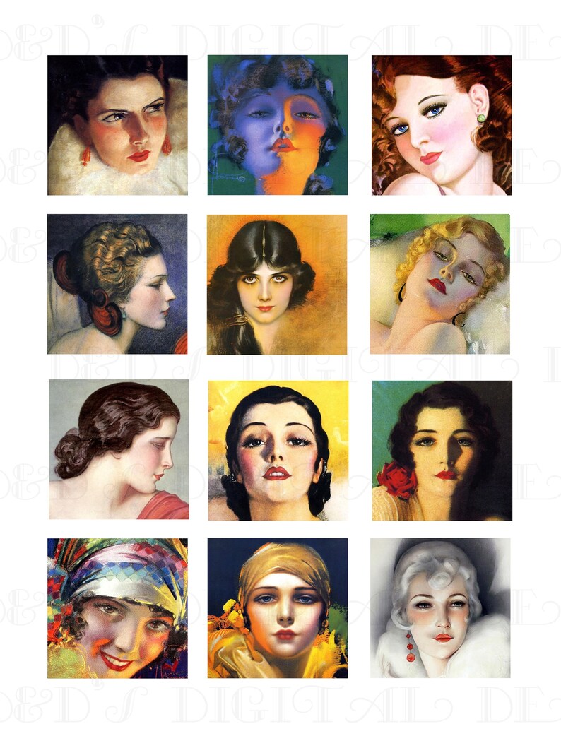 Art Deco Flapper Collage Sheet: Vintage Illustrations (digital Download ...