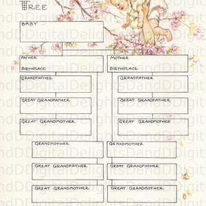 Gorgeous Baby's Family Tree Color Illustration and Text From a Vintage ...