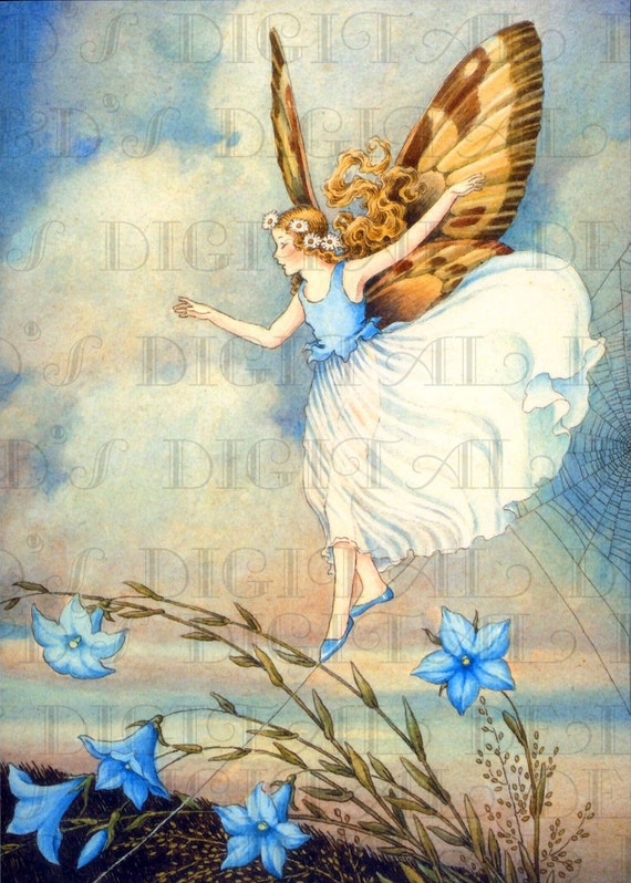 FAIRY Walks on SPIDER Web Vintage Fairy Painting. Fairy - Etsy