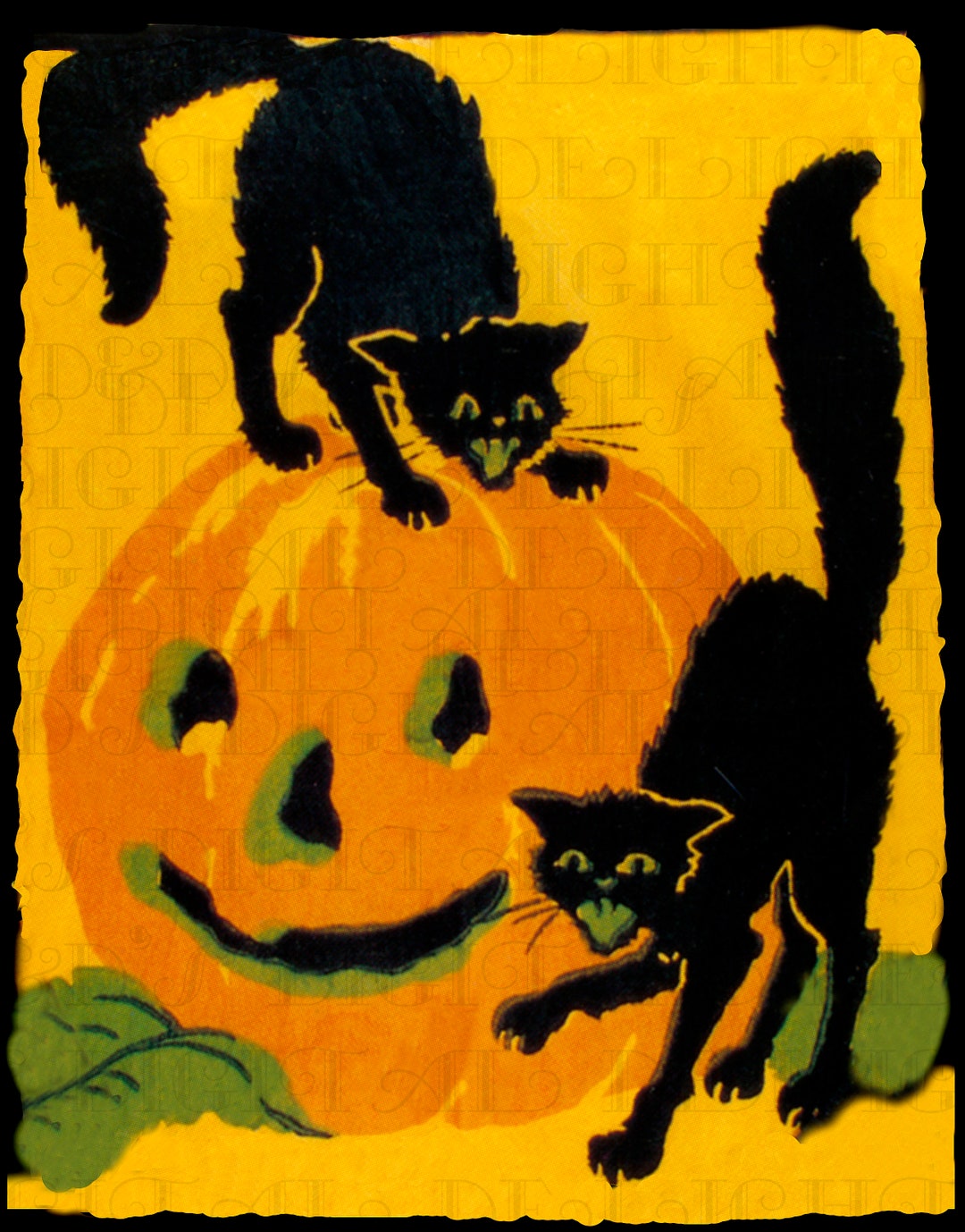 BLACK CATS and Jack O'lantern! Vintage Crepe Paper Halloween ...