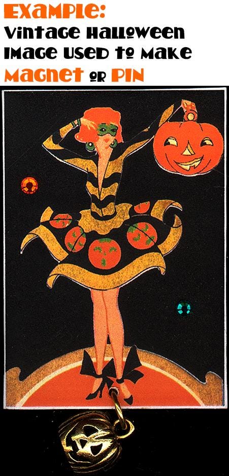 STUNNING Rare Art Deco Halloween FLAPPER. Digital Halloween Download ...
