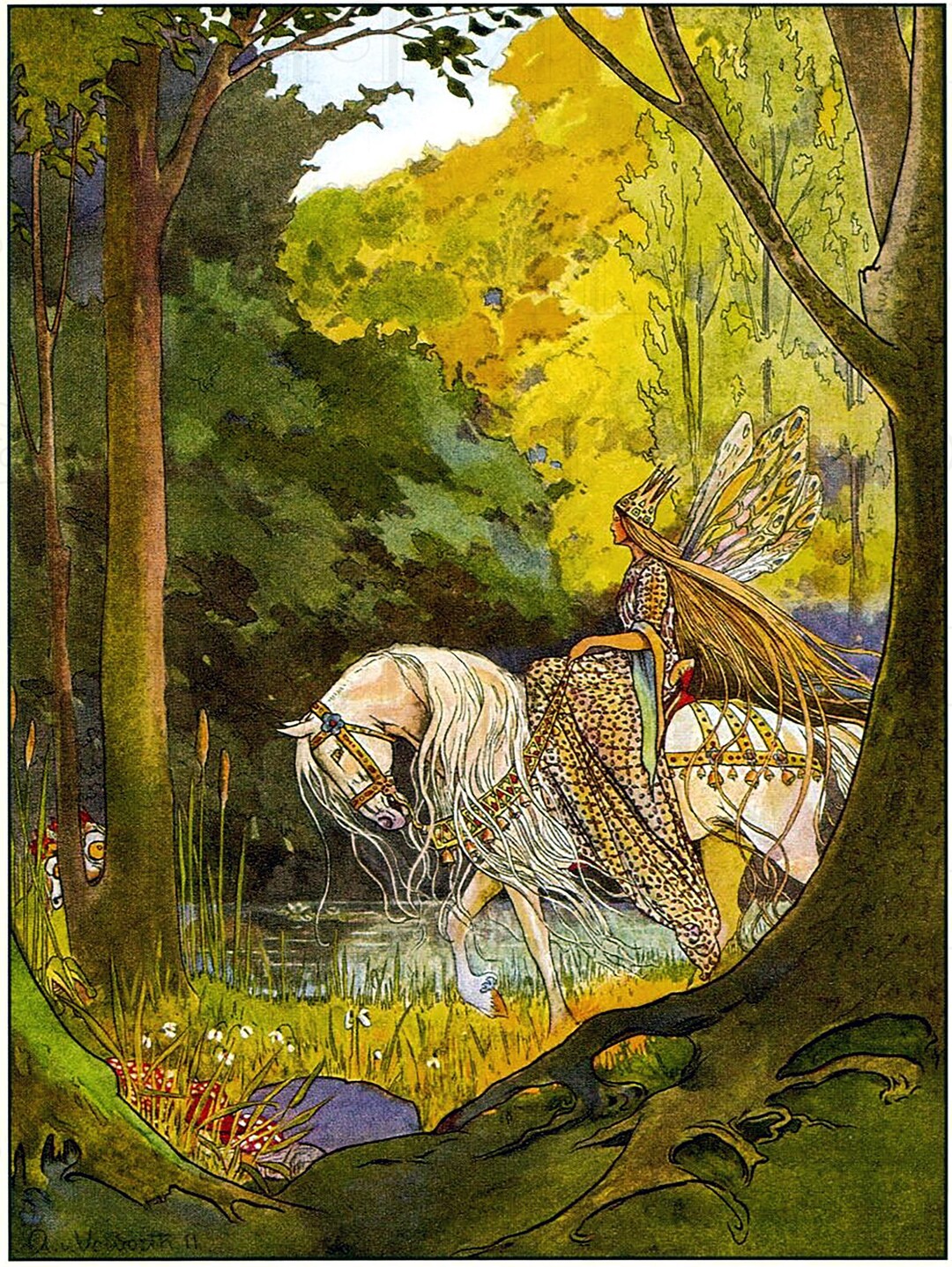 Fairy PRINCESS in Woods! VINTAGE Fairy Tale Illustration. Vintage Fairy ...
