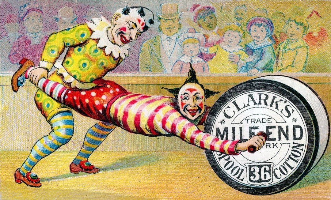 Antique Circus Clowns Illustration: Vintage Advertising Card. 2 ...