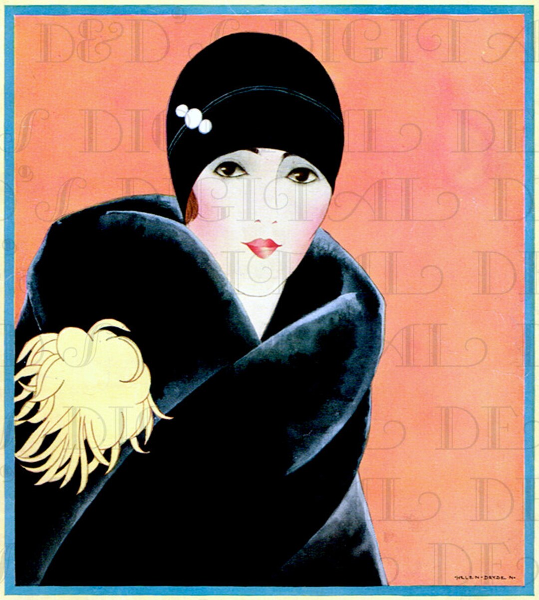 Well Coifed FLAPPER. Digital Art Deco Vintage Illustration. Flapper ...