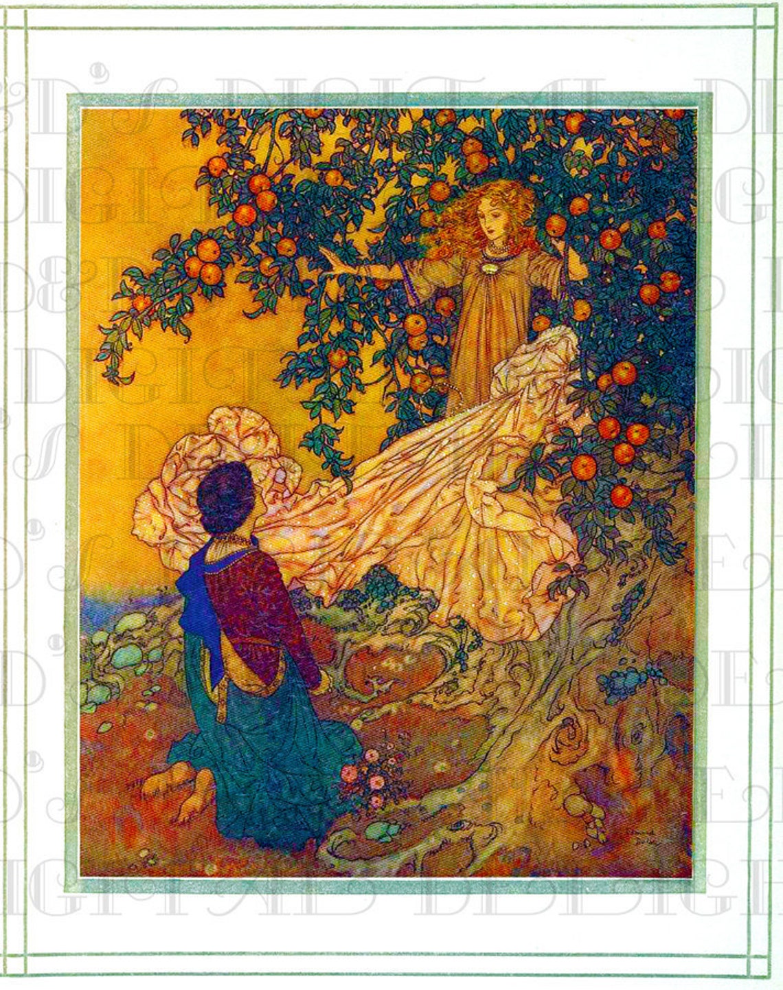 Fabulous Fantasy Princess Prince and Fruit Tree.. Digital - Etsy